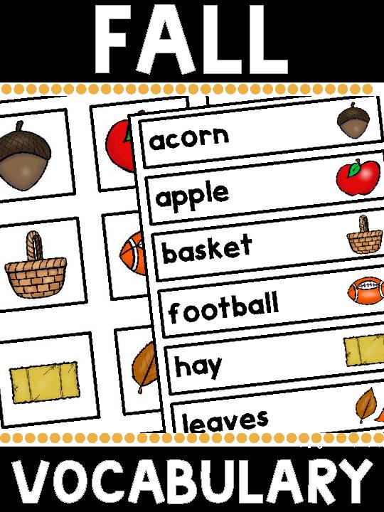 Fall Vocabulary Picture and Word Cards - Classful