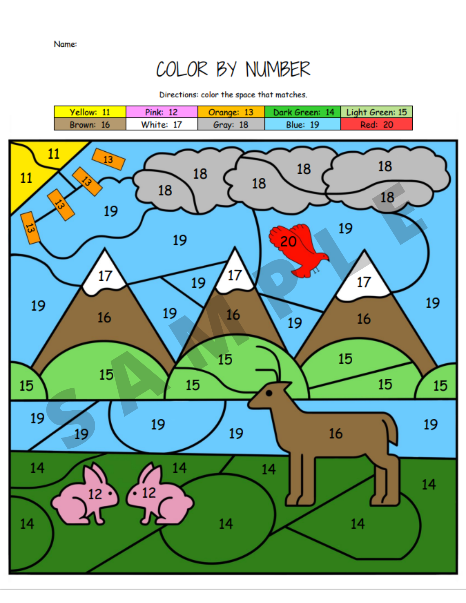 Number Recognition and Identifying Numbers 11-20 Coloring Activity ...