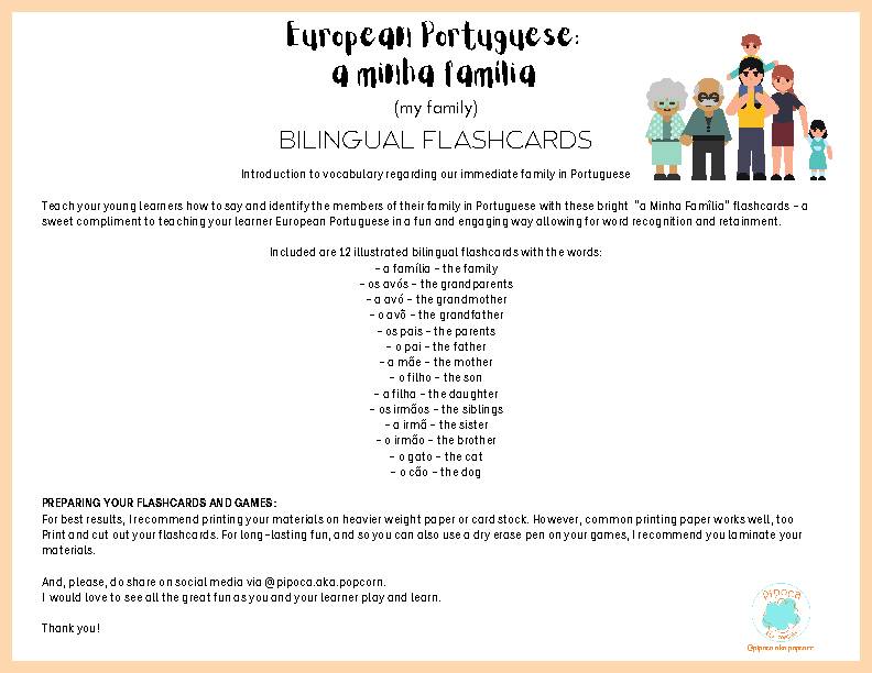 European Portuguese Flashcards- A Minha Família (My Family) - Classful