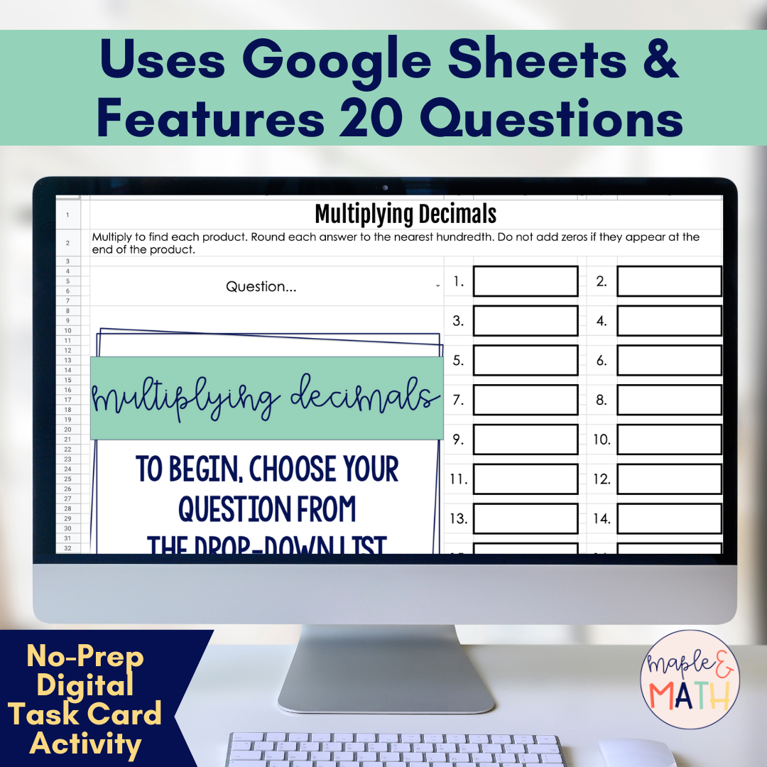 Multiplying Decimals Digital Task Cards 6th Grade - Classful
