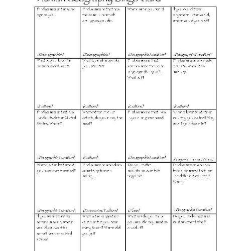 Human Geography Bingo- A Beginning of the Year Activity - Classful