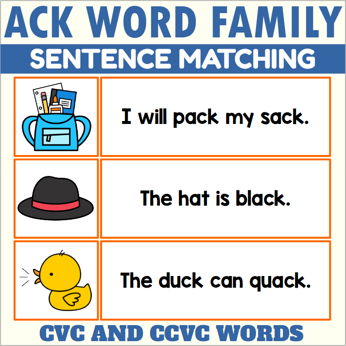 ACK Words Sentence Reading Comprehension and Picture Match - Classful