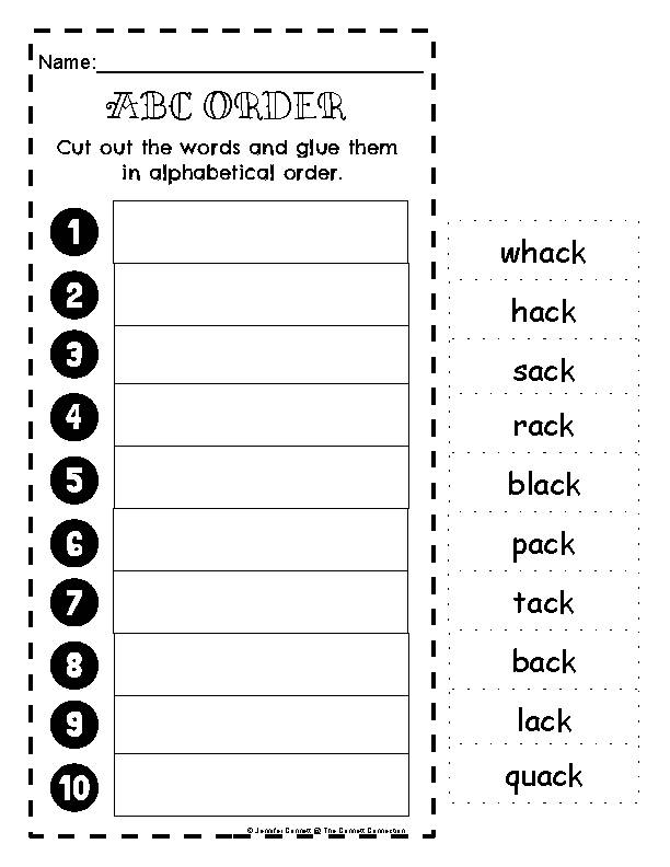 ACK Words No Prep Worksheets - Classful
