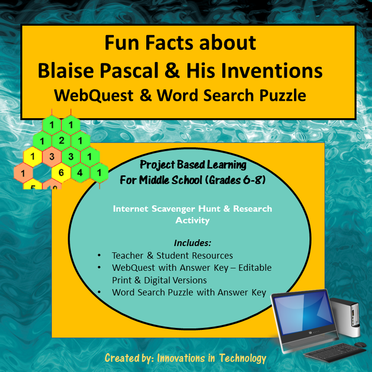Blaise Pascal - WebQuest & Word Search Puzzle - Classful