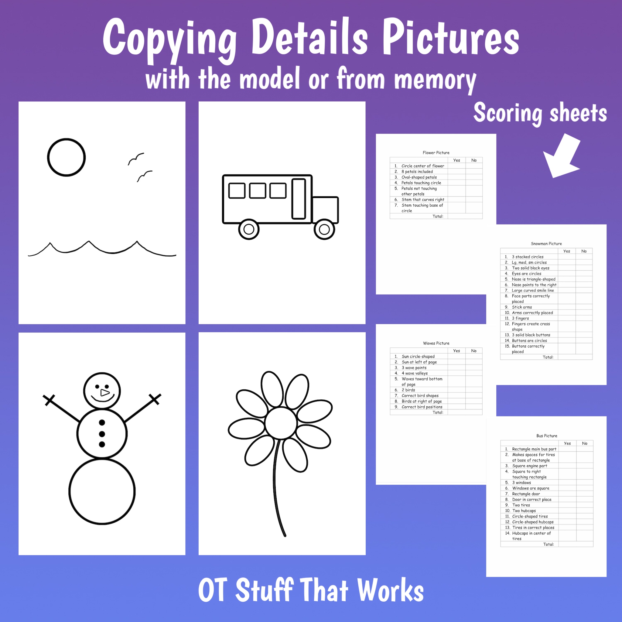 Copying Details Pictures (with the model or from memory) with scoring ...