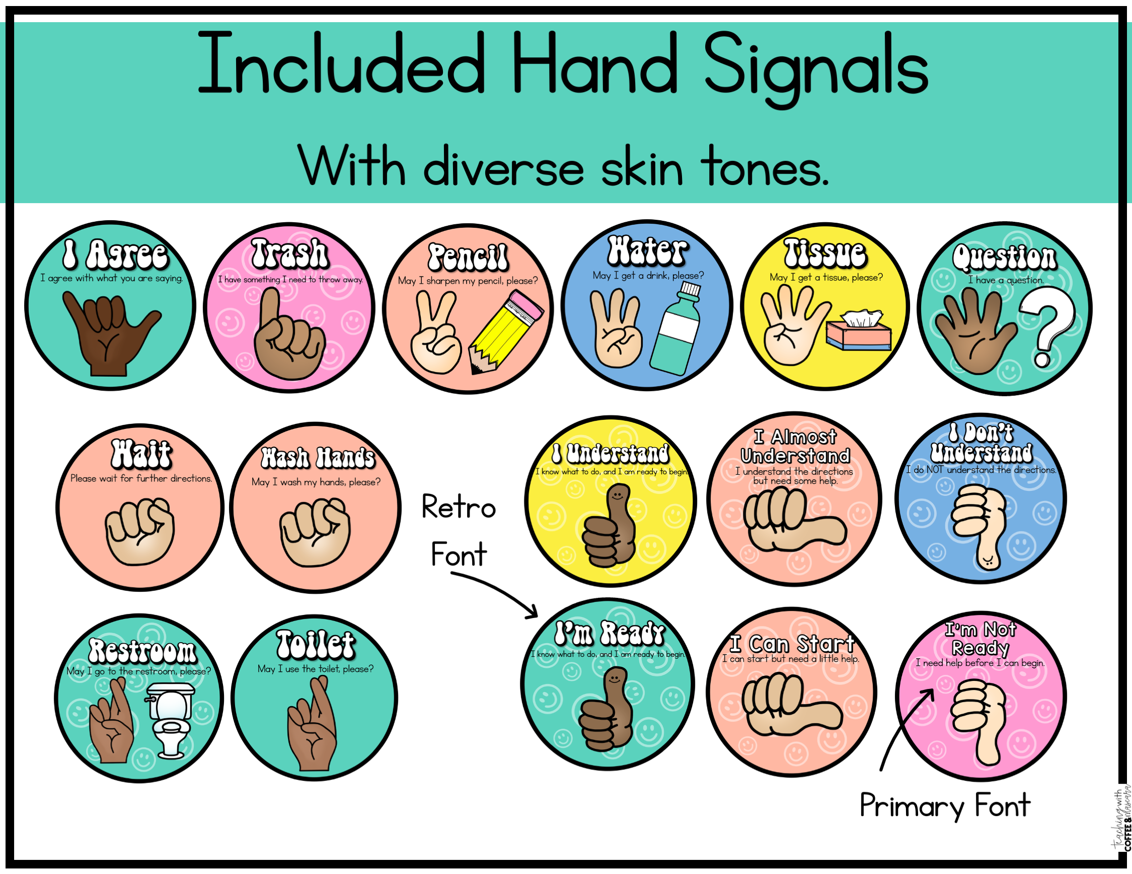 Hand Signal Posters for Classroom Management - Classful