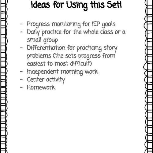 Differentiated Story Problems within 10 - Progress Monitoring - Classful