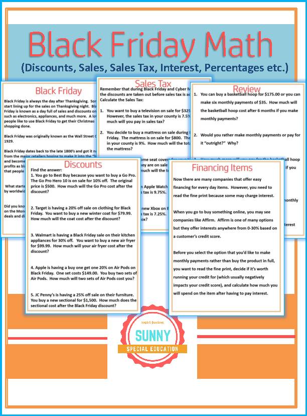 Black Friday Consumer Math (Discounts, Sales Tax, Interest) - Classful