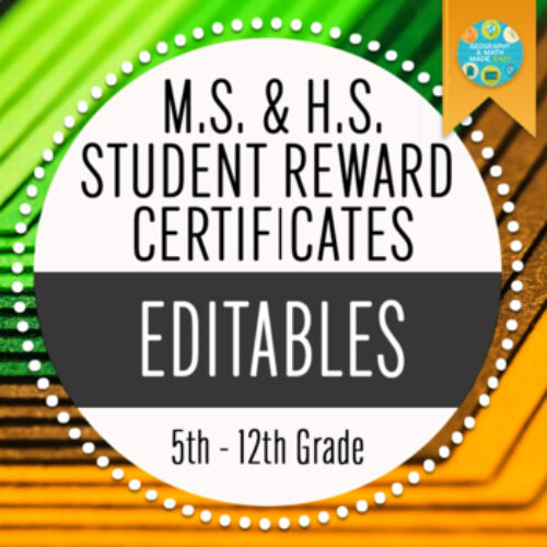 MIDDLE SCHOOL & HIGH SCHOOL STUDENT AWARDS CERTIFICATES, EDITABLE ...