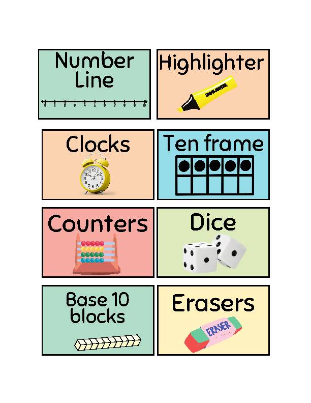 Math Manipulative Labels! - Classful