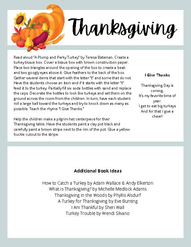 Thanksgiving Theme Preschool Curriculum Bundle | Homeschool Lesson Plan ...