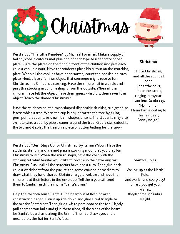 Christmas Theme Preschool Curriculum Bundle | Homeschool Lesson Plan ...