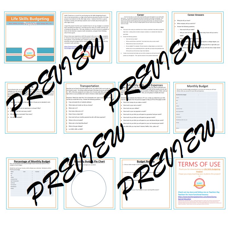 Life Skills Budgeting Project - Classful