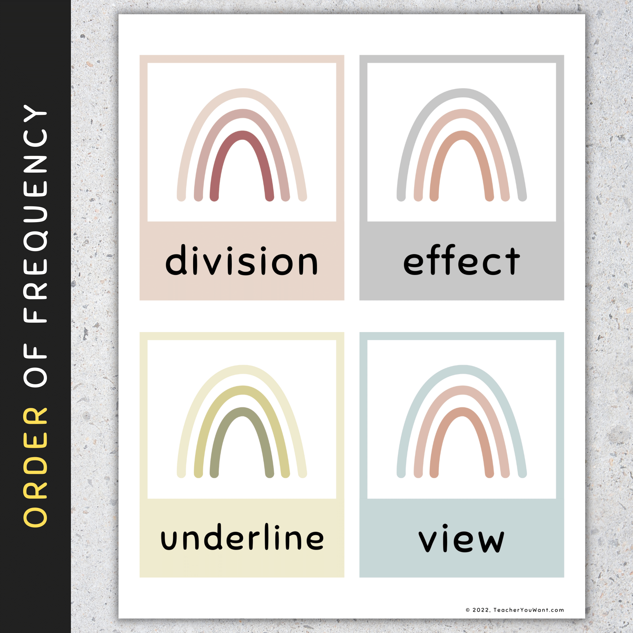 Fry Sight Word Flash Cards- 10th 100, Boho Rainbow Sight Words, [SET 3 ...