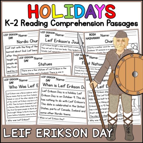 Leif Erikson Day Holidays Reading Comprehension Passages K-2 - Classful