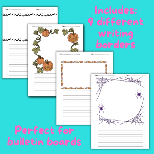Halloween themed Writing paper for Bulletin Boards - Classful