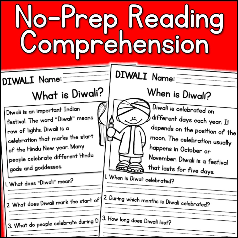 Diwali Holidays Reading Comprehension Passages K-2 - Classful