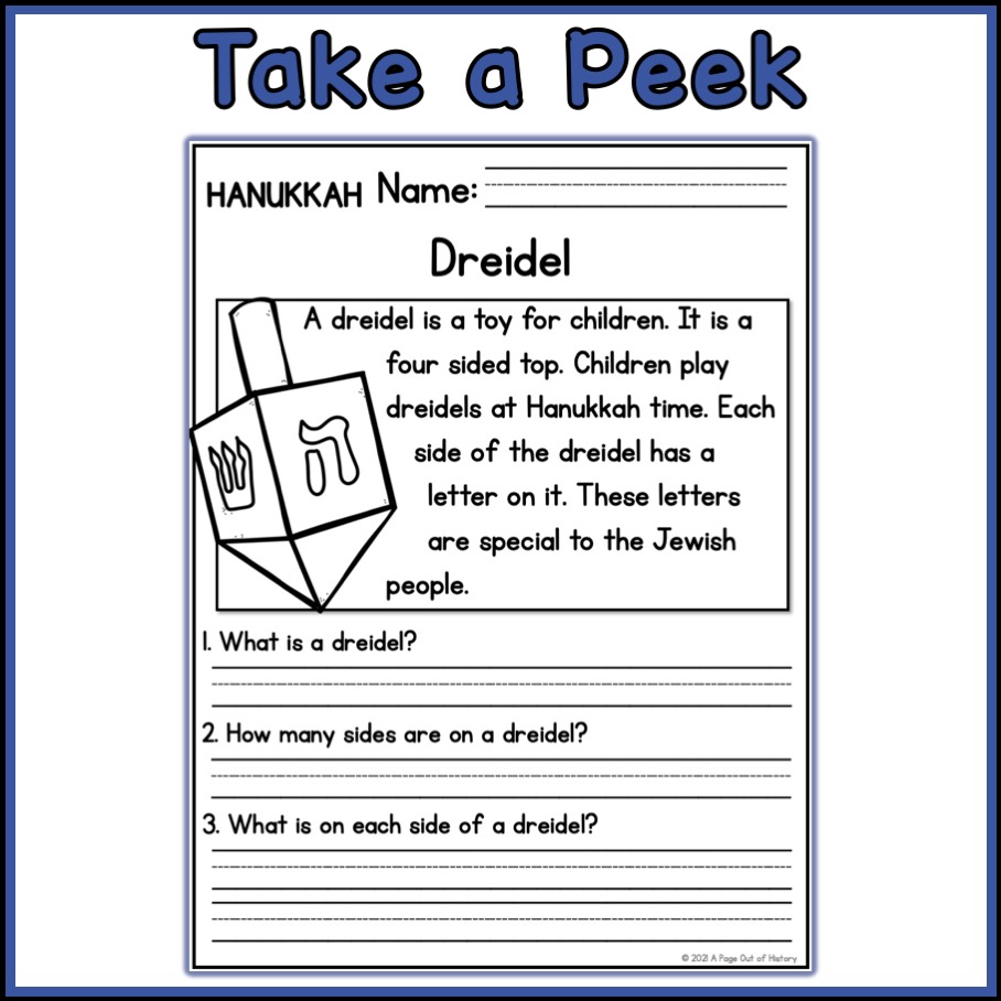 Hanukkah Holidays Reading Comprehension Passages K-2 - Classful
