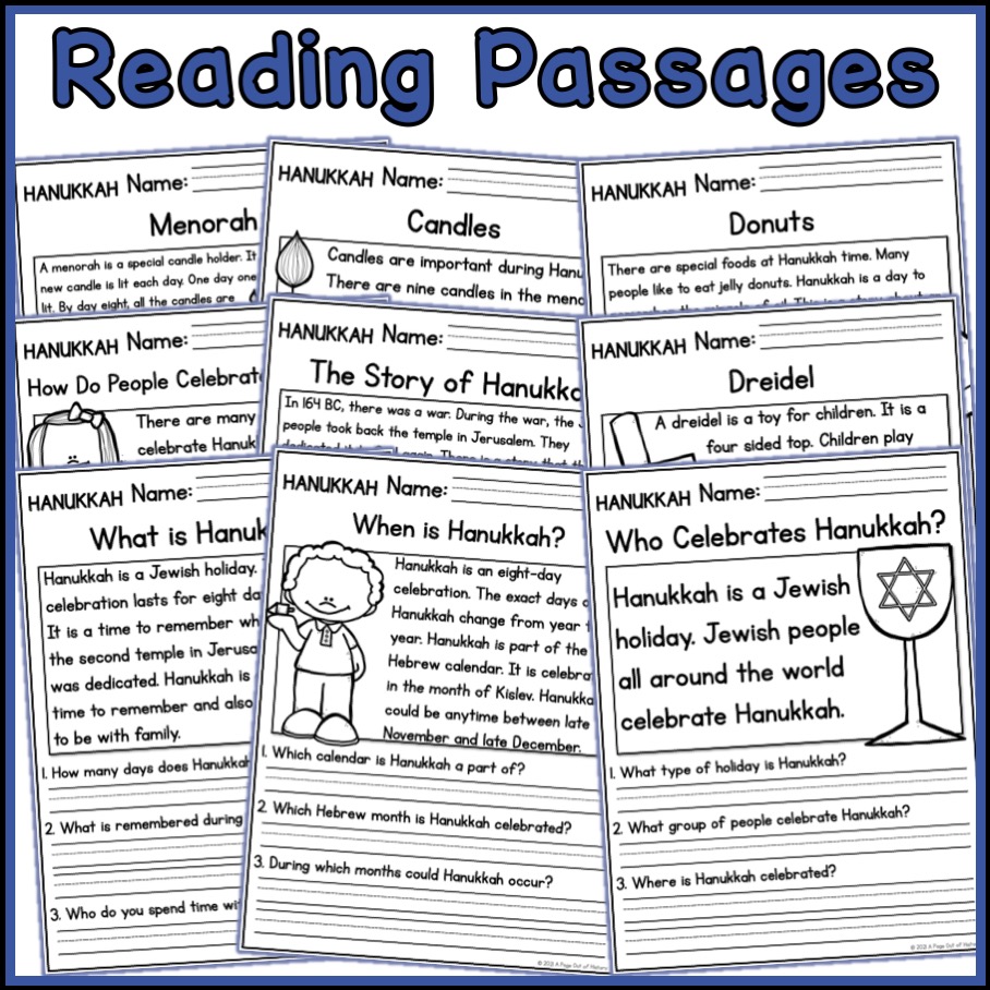 Hanukkah Holidays Reading Comprehension Passages K-2 - Classful