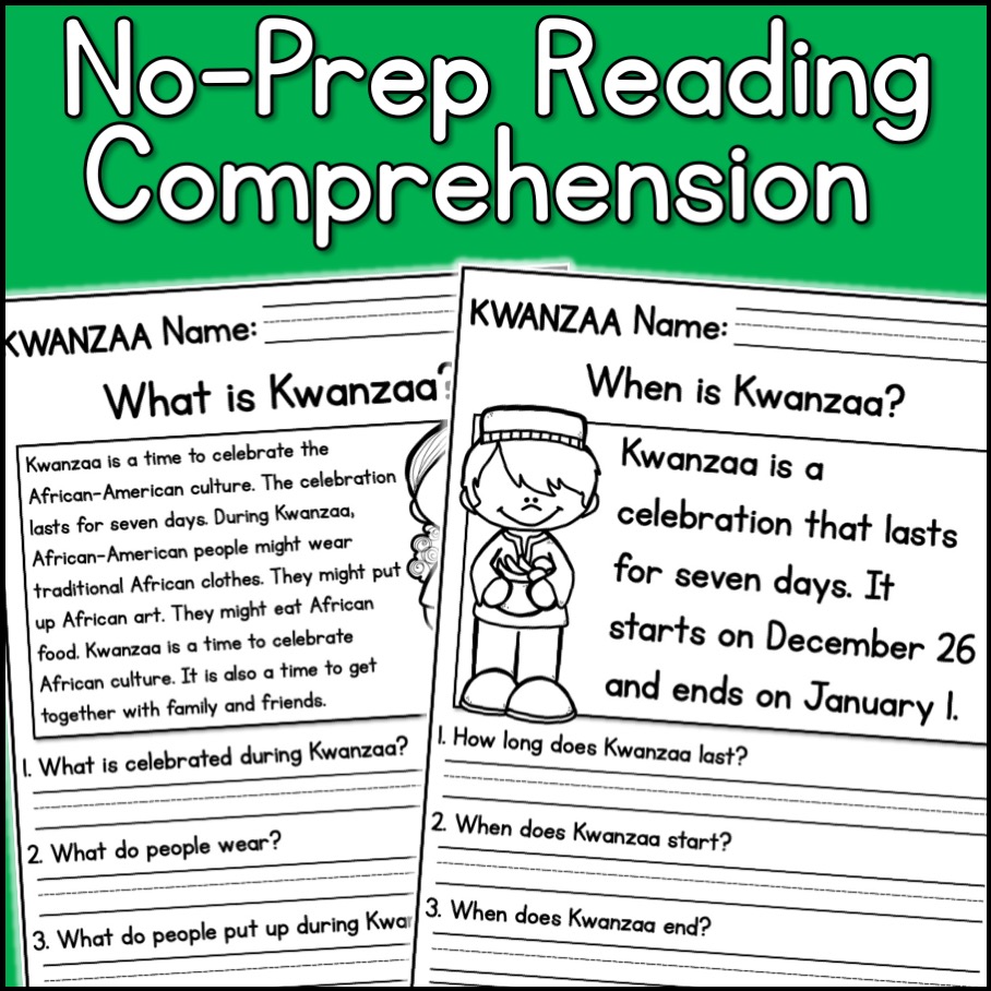 Kwanzaa Holidays Reading Comprehension Passages K-2 - Classful