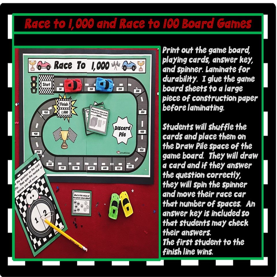 Place Value Race to 1,000 Games - Classful