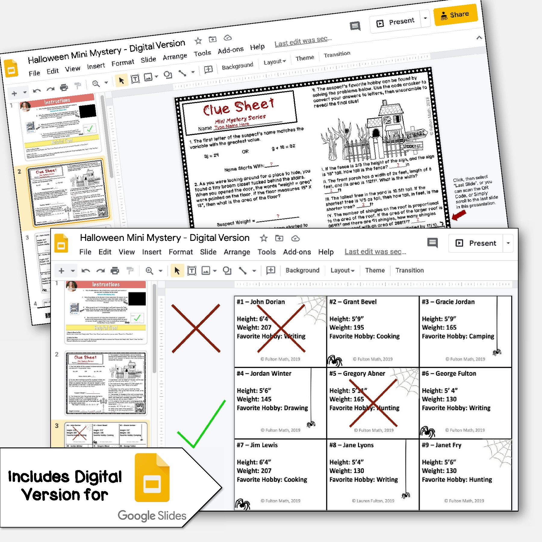 Halloween Math Activity Middle School Algebra Mystery 6th, 7th, 8th ...