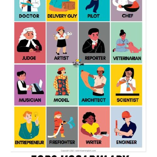 Jobs Vocabulary Picture Cards for ESL, English Learners, Games, Memory ...