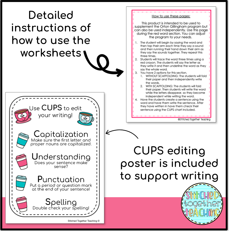 Sight Word Worksheets- Orton Gillingham Stage 3 Red Words - Classful