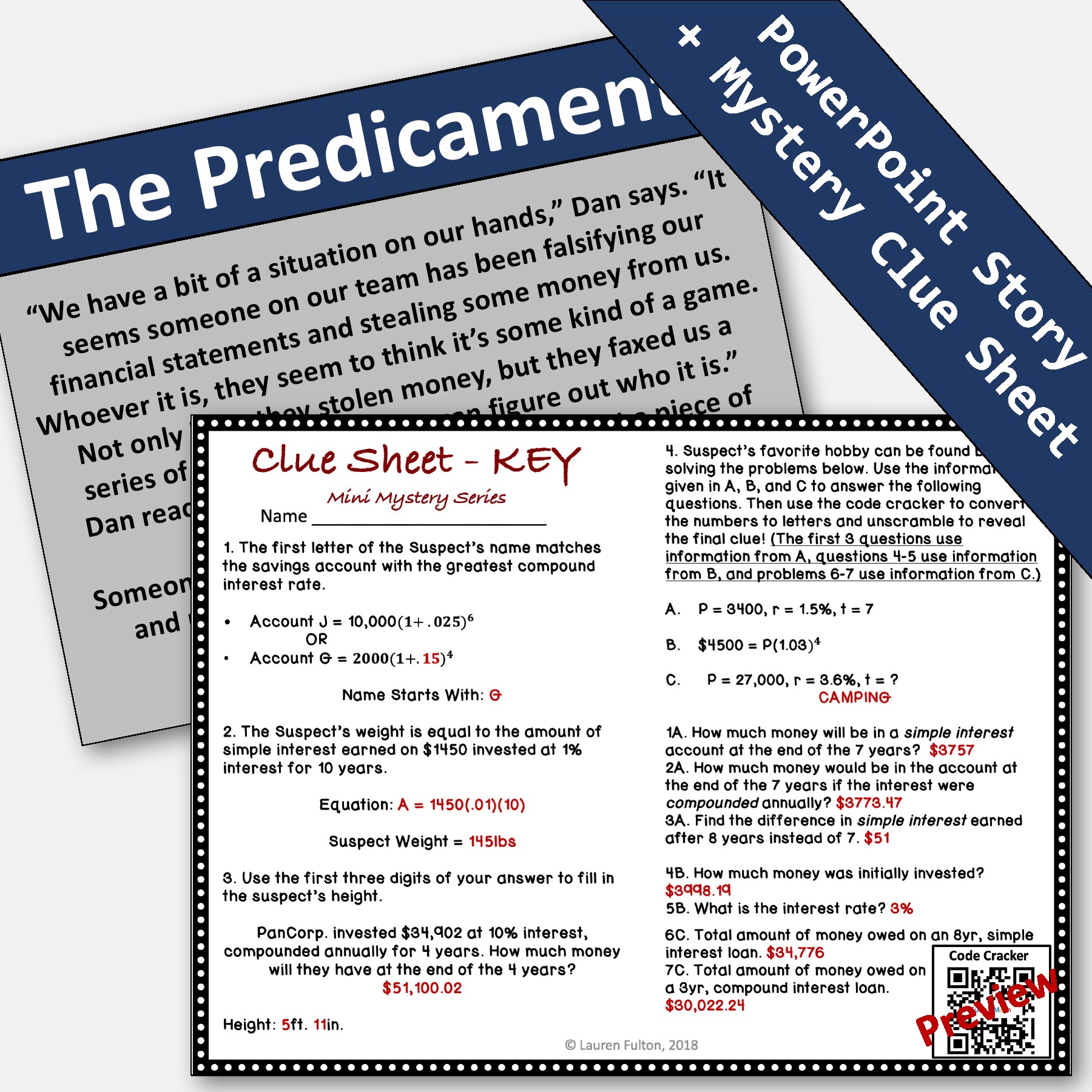 Simple and Compound Interest Activity Mystery - Classful