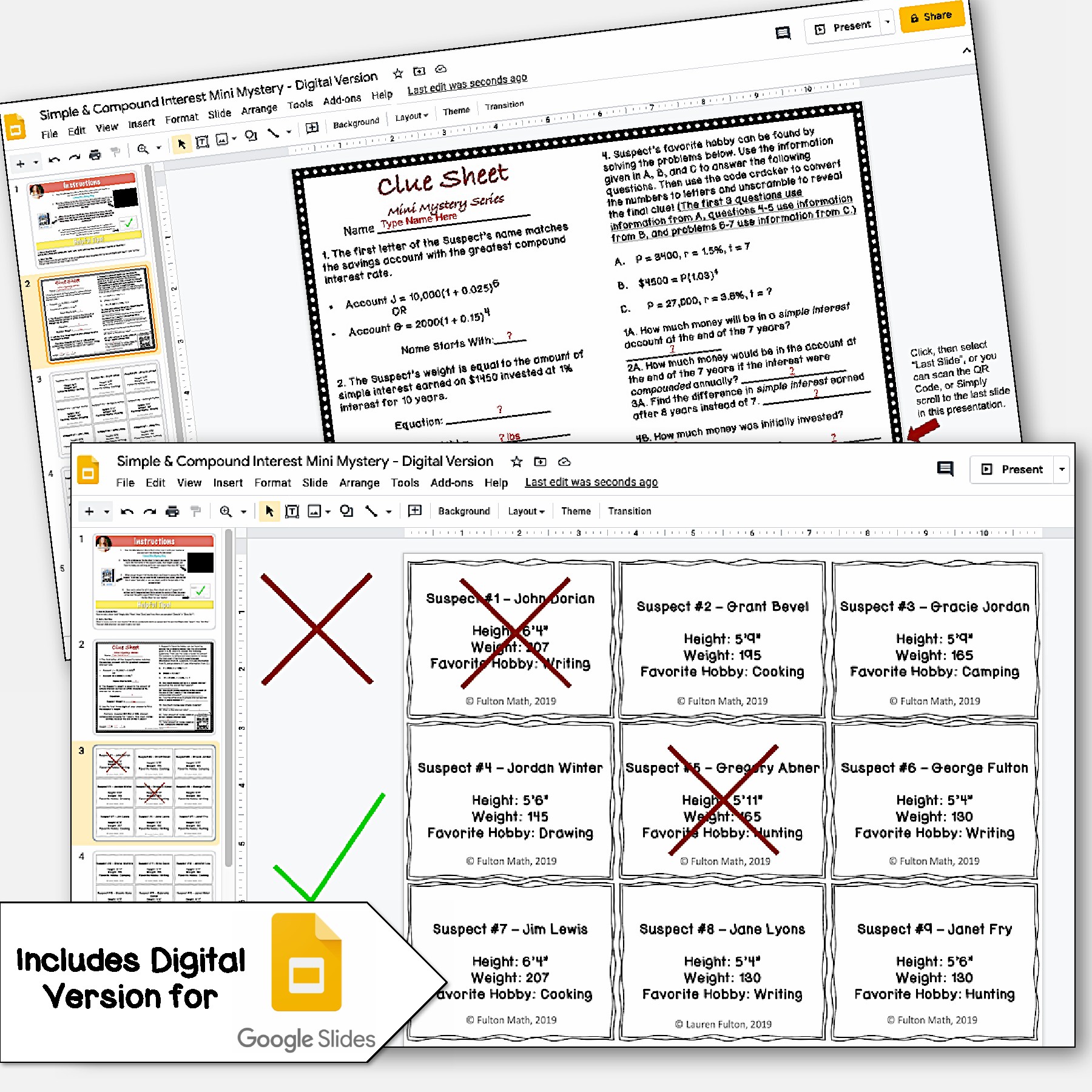 Simple and Compound Interest Activity Mystery - Classful