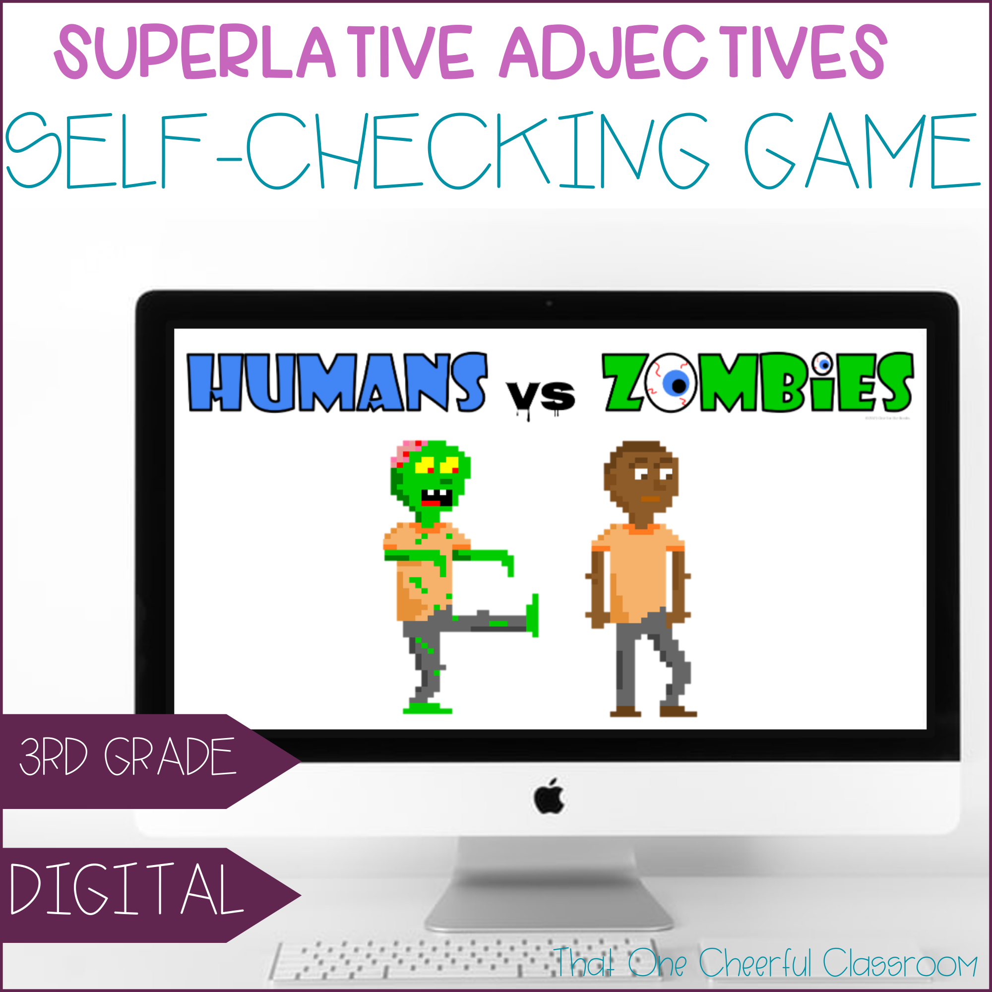 Superlative Adjectives Self-Checking Digital Pixel Art Game Humans vs ...