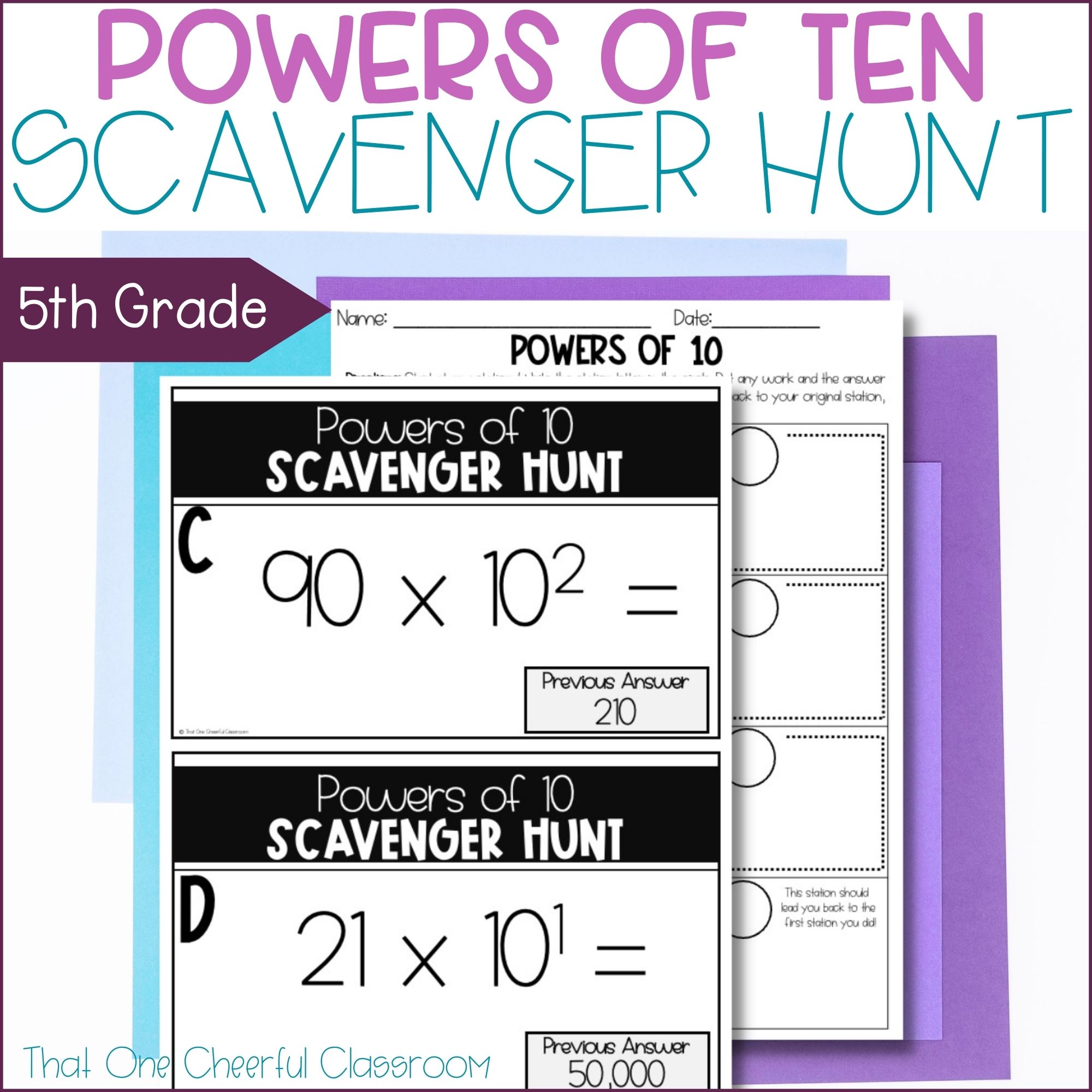 5th Grade Multiplying by Powers of 10 Math Scavenger Hunt Activity ...