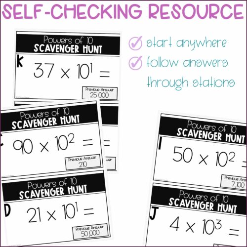 5th Grade Multiplying by Powers of 10 Math Scavenger Hunt Activity ...