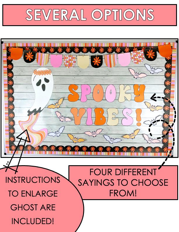 Halloween Bulletin Board Kit | Retro Halloween Bulletin Board | Groovy ...