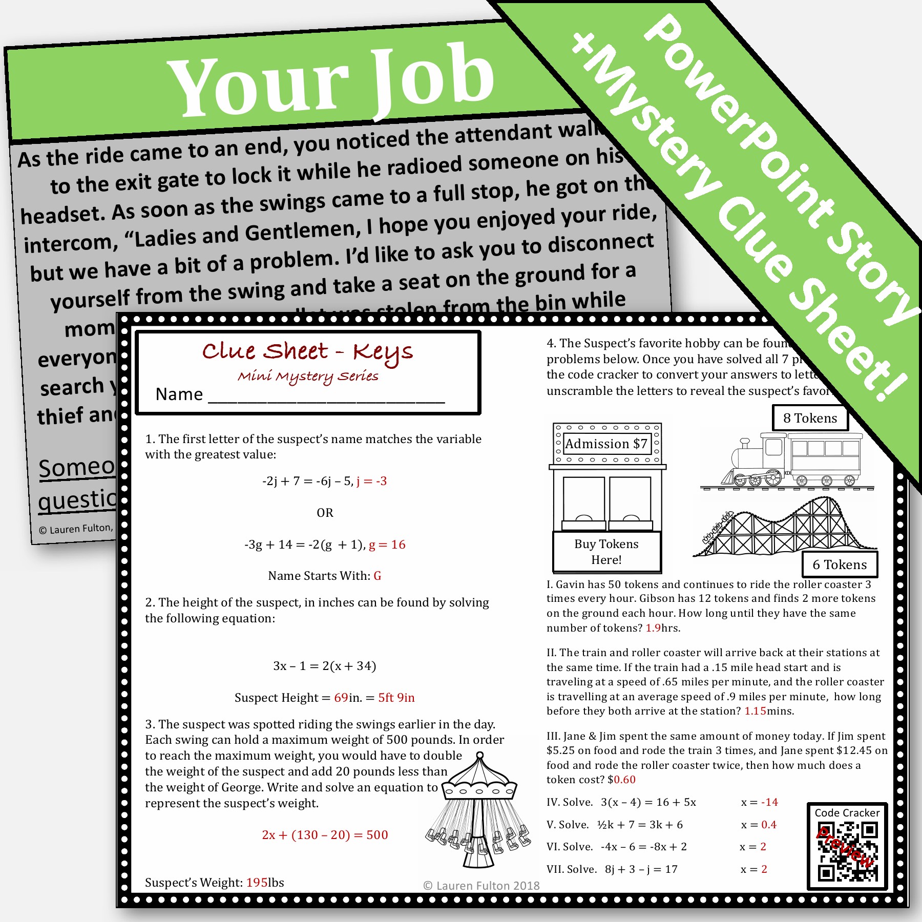 Solving Multi Step Equations with Variables on Both Sides Activity ...