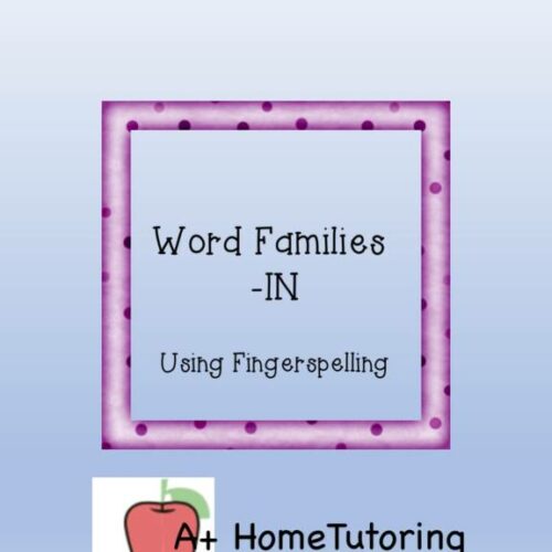 Word Family (-in) With Fingerspelling - Classful