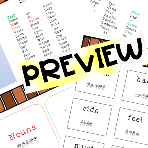 File Folder Games - Noun & Verb Sort (ASL) - Classful