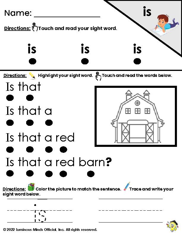 Sight Word Reading & Fluency Practice- is - Classful