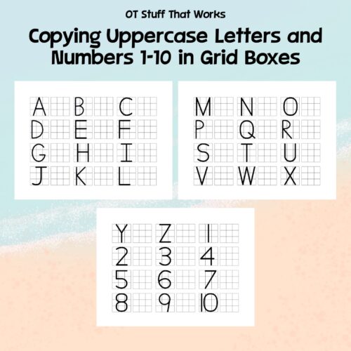 Copying Uppercase Letters and Numbers 1-10 in Grid Boxes - Classful