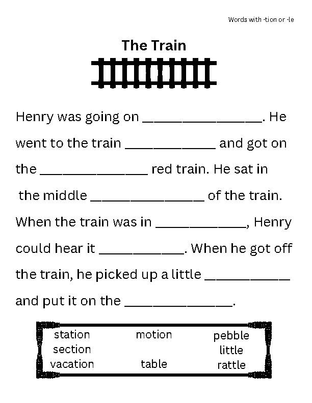 CLOZE Stories with -LE/-TION/-SION/-ING/-ED Ending Words - Classful