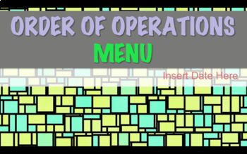 Order of Operations Differentiated Menu With Depth and Complexity, Exit ...