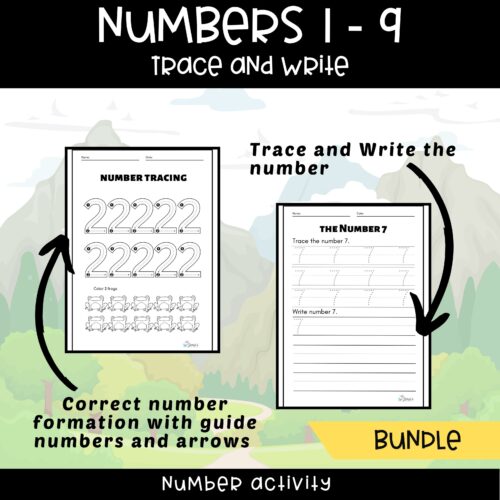 Number Writing and Tracing Activity - Trace, Count, and Color- Numbers ...