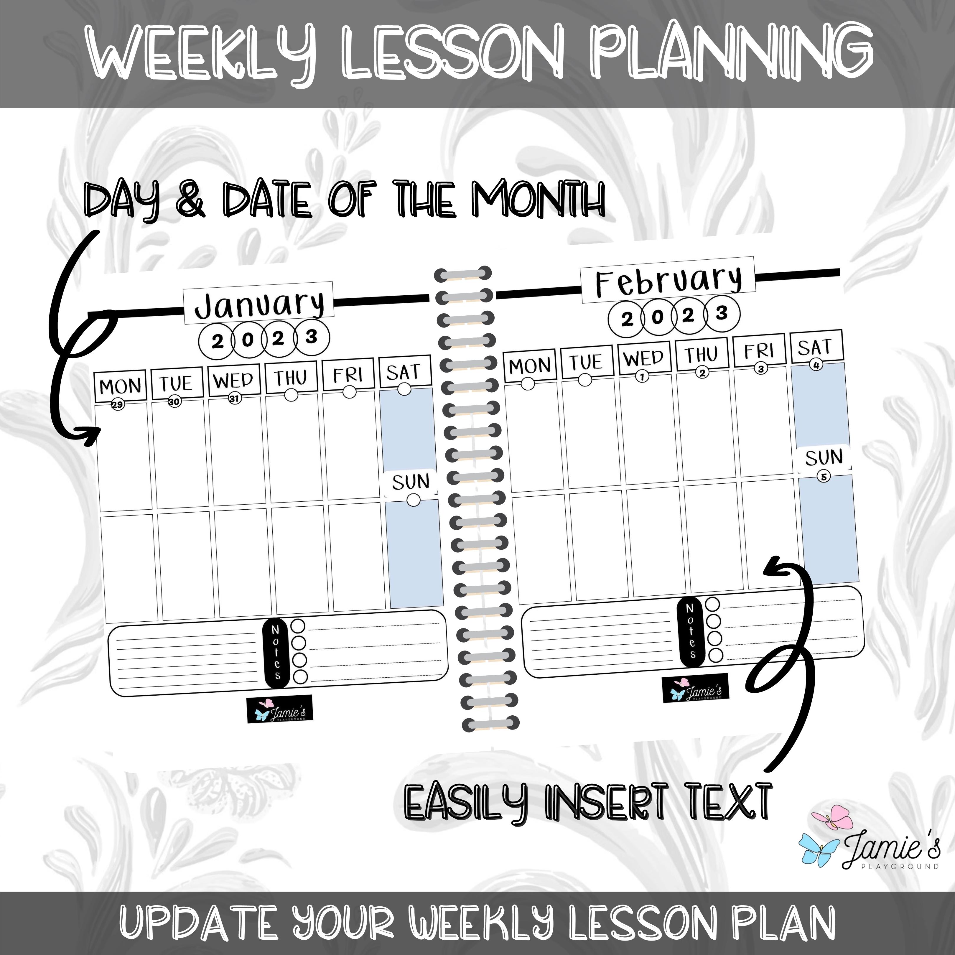 Editable Teacher Binder | Weekly Lesson Plans and Calendar 2023 | Black ...
