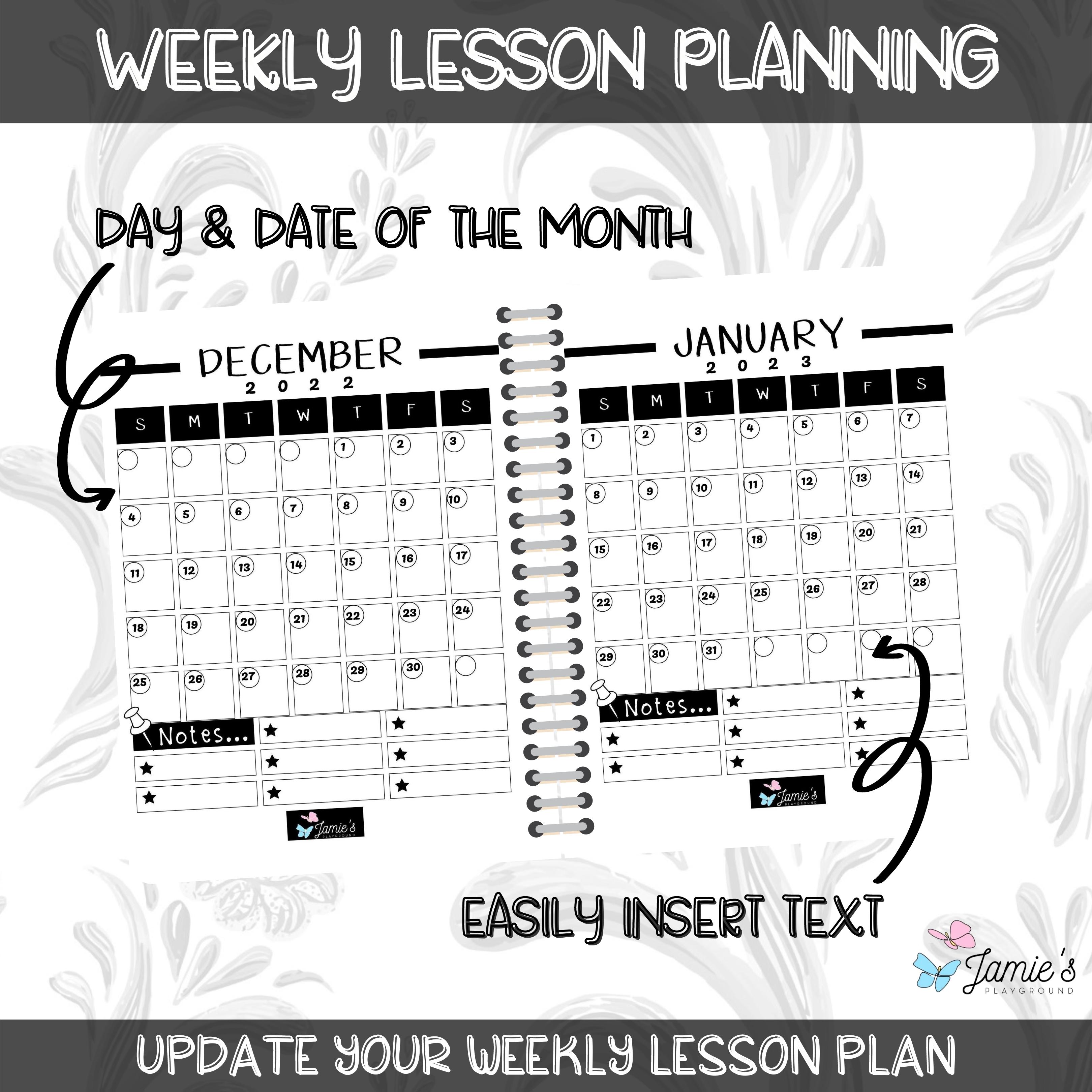 Editable Teacher Binder | Year and Month at a Glance Calendar 2023 ...