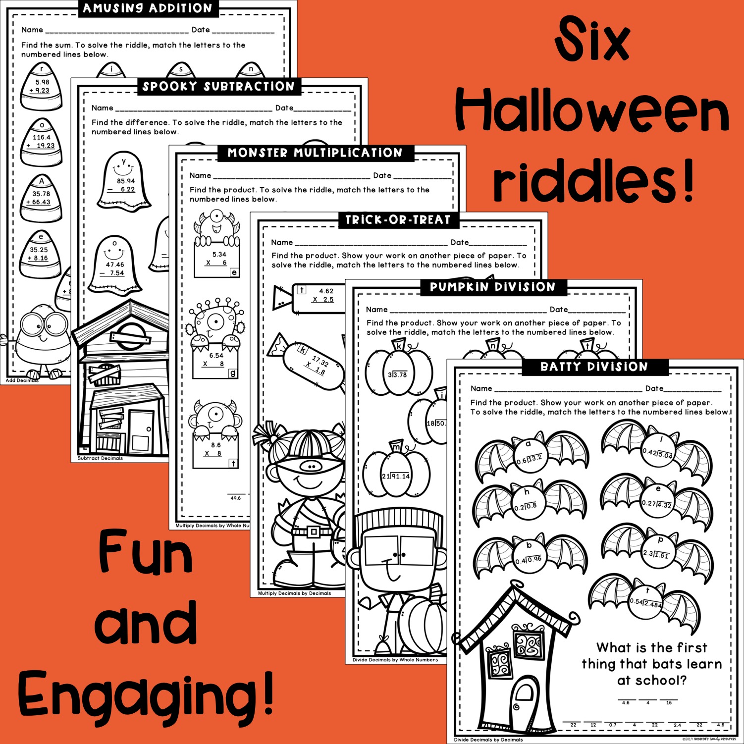 Halloween Math Riddles | Decimals - Classful