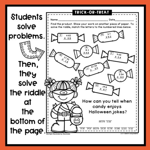 Halloween Math Riddles | Decimals - Classful