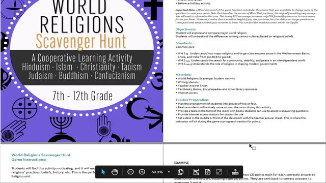 Geography, World Religions Scavenger Hunt Game - Classful