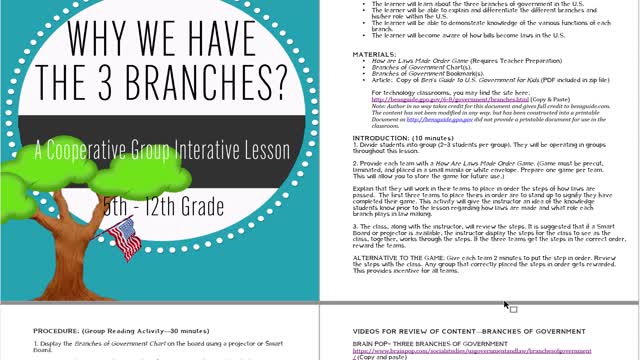 GOVERNMENT, AMERICAN HISTORY, GEOGRAPHY- THREE BRANCHES OF GOVERNMENT ...