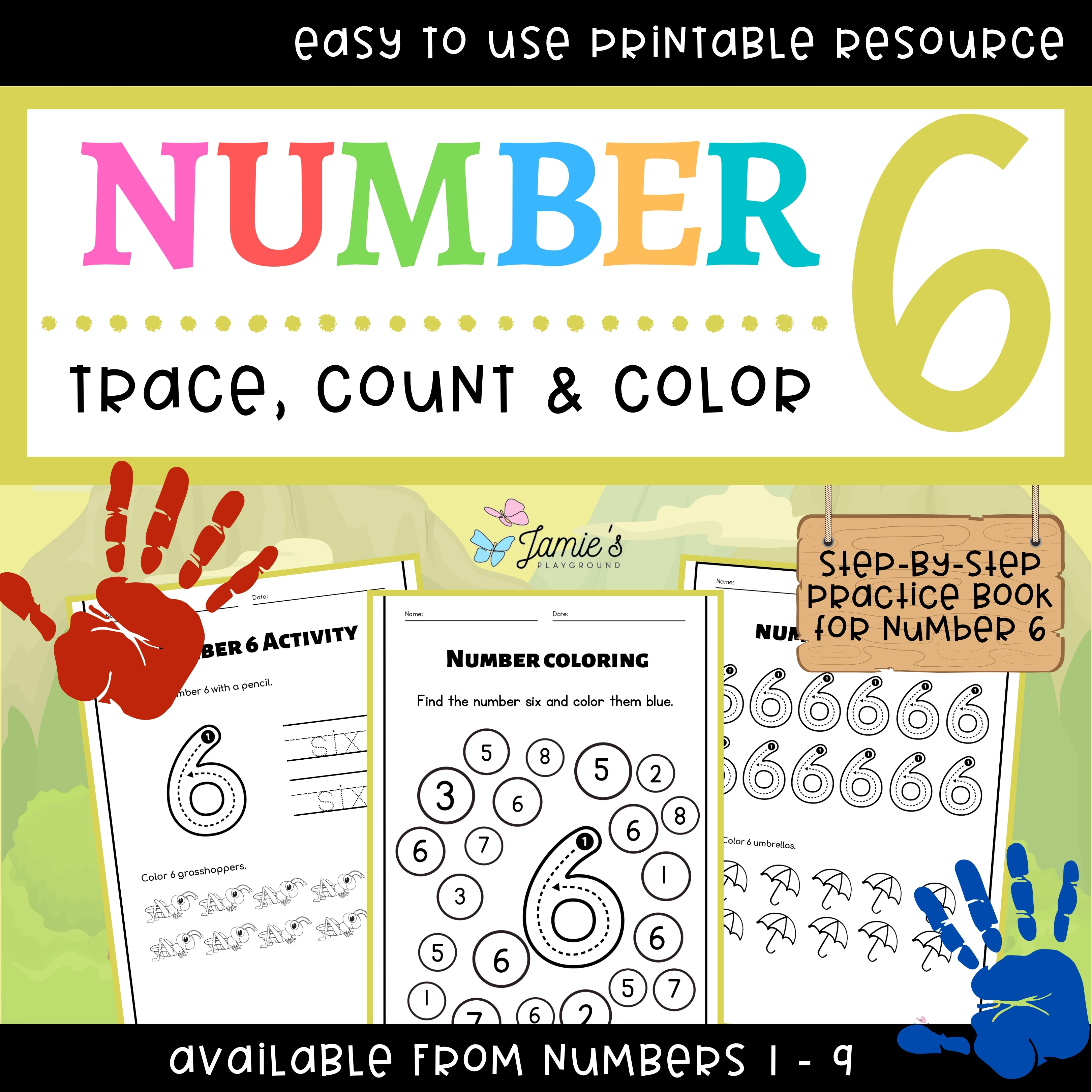 Number Writing and Tracing Activity- Trace, Count, and Color (Number 6 ...