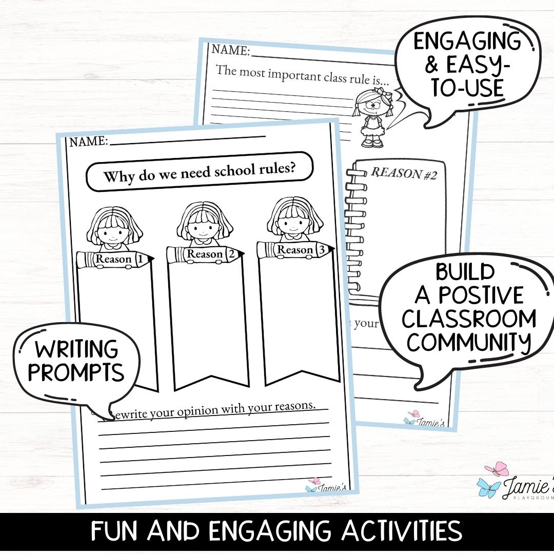 Classroom Rules Writing Activity 3 - Writing Prompts & Reflection ...